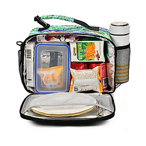 Qilmy Van Gogh Iris Painting Lunch Bag Insulated Waterproof Reusable Lunch Tote Bag with Detachable Shoulder Strap, Zipper Lunch Box for School Office Travel Picnic