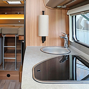 Paper Towel Holder - Under Cabinet Paper Towel Holder, Matte Black Paper Towel Holder Wall Mount for Kitchen, Stainless Steel Towel Roll Holder - Self-Adhesive or Drilling 