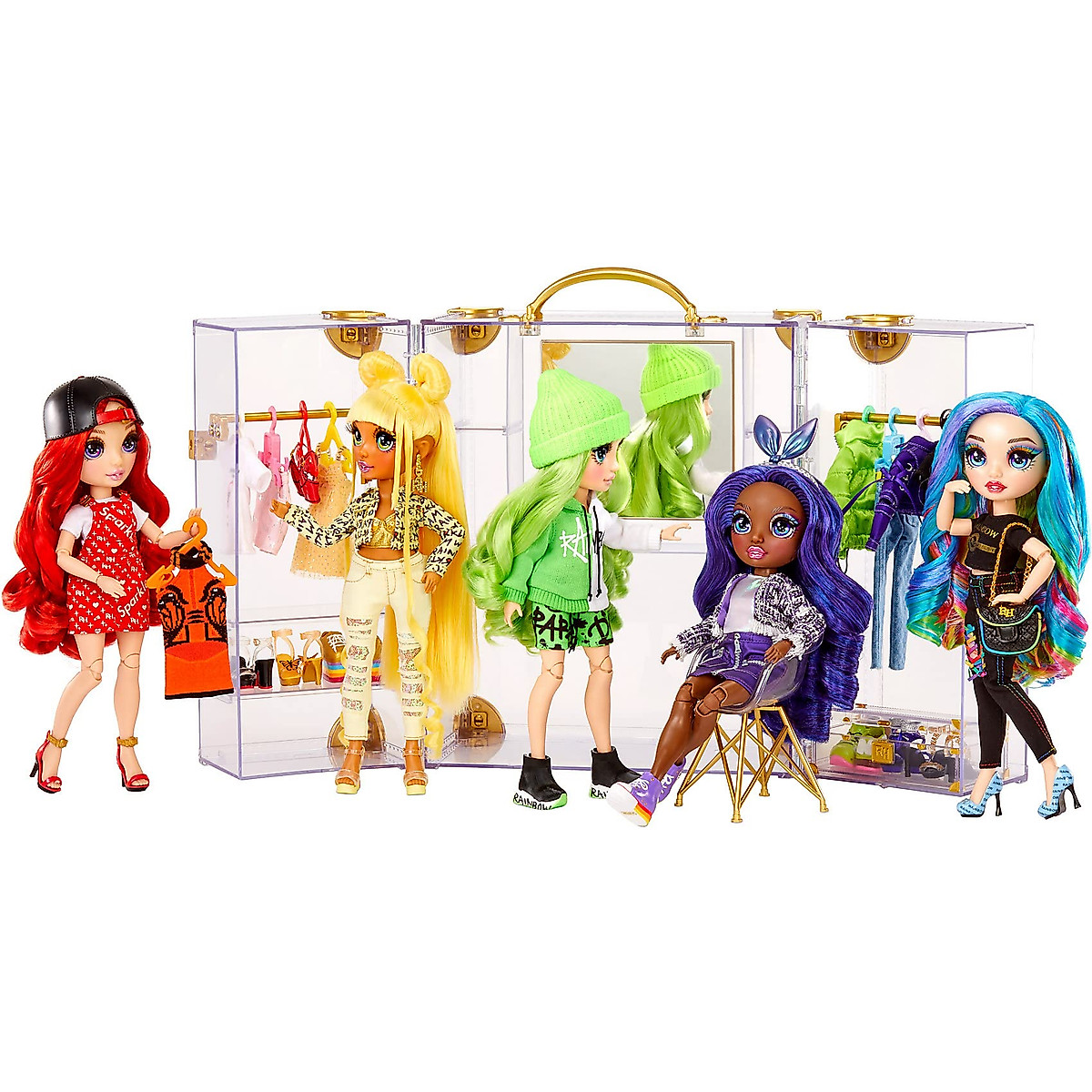 Rainbow High Deluxe Fashion Closet for 400+ Looks. Portable Clear Acrylic Playset Features 31+ Designer Doll Clothing & Accessories, Gift for Kids & Collectors, Toys for Kids Ages 6 7 8+ to 12 Years