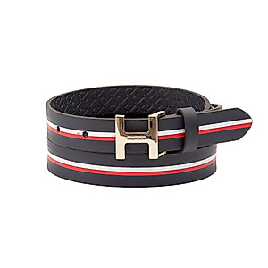 Tommy Hilfiger Women's Striped Ribbon Womens Belt Accessory, -Navy, Large