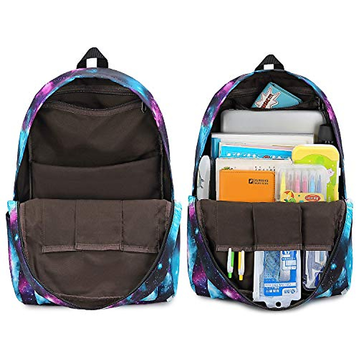CAMTOP School Backpacks for Teen Girls Galaxy Backpack and Lunchbox Set for Kids Laptop Book Bag (Y0060-3/Galaxy Blue)