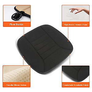 kingphenix Car Seat Cushion with 1.2inch Comfort Memory Foam, Seat Cushion for Car and Office Chair (Black)