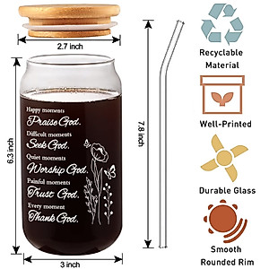 FlyweightZ Christian Gifts For Women Faith - 16oz Glass Cups With Quotes For Christian - Religious Gifts For Women Friends Coworkers - Birthday Gifts For Her - Christmas Gifts For Mom, Sister