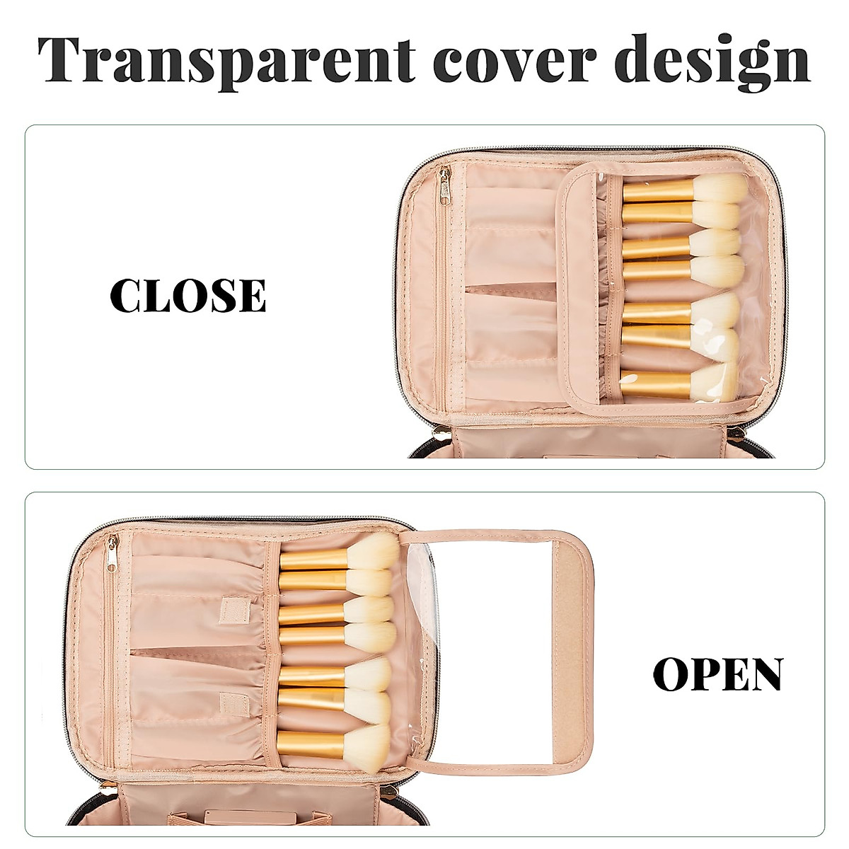 OCHEAL Makeup Bag, Large Travel Cosmetic Bags for Women Washable Make Up Bag Organizer Train Case -Large,Black