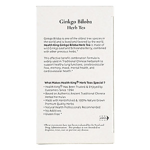 Health King Ginkgo Biloba Herb Tea, Teabags, 20 Count Box
