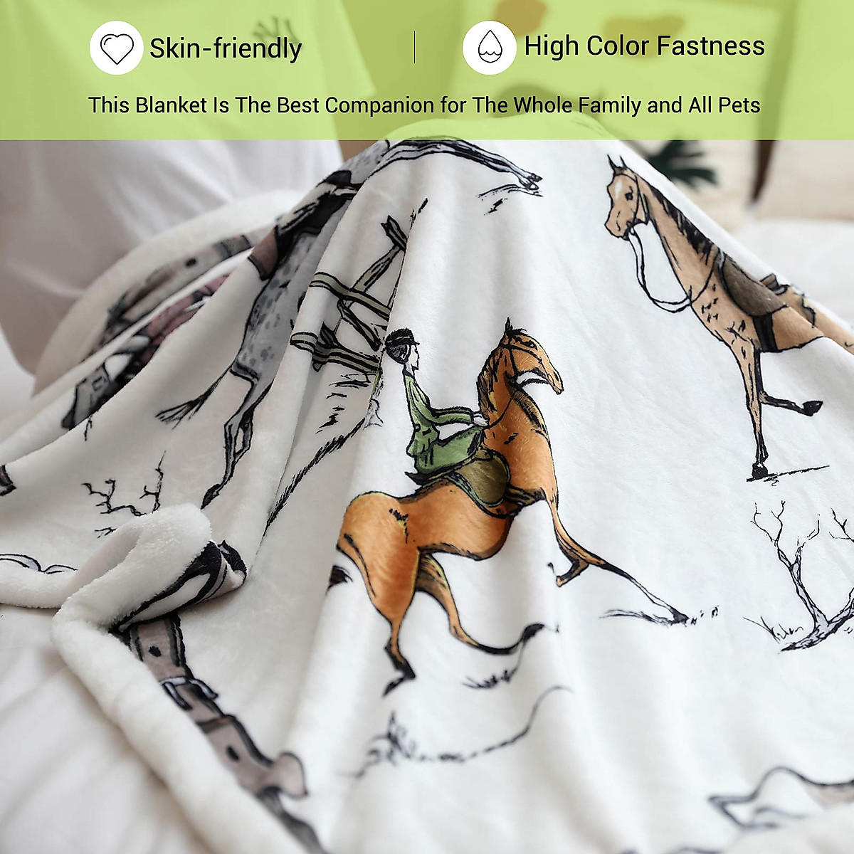 chifave Horse Blanket Horse Gifts for Girls Boys Women Throw with Horses Design Fuzzy Horse Stuff Knight Horsemen Equestrian Gifts for Horse Lovers Kids and Toddler 50"x60"