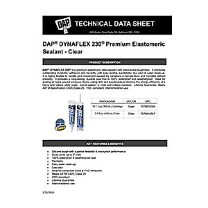 12 Pack of 10.1 oz Dap 18305 Dynaflex 230 Clear Premium Window, Door, and Trim Sealant