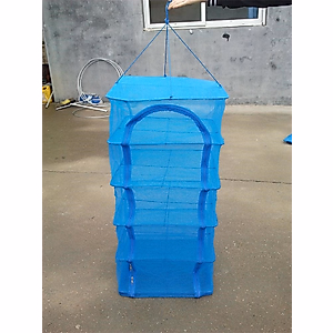 Food Dehydrator 5 Tray Hanging Drying Net / Non Electric / For Drying Herbs , Fruits , Vegetables , Fish (17.7 x 17.7 x 39.3 inches, Blue)