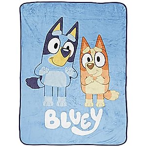 Jay Franco Bluey Again Throw Blanket - Measures 46 x 60 inches, Kids Bedding - Fade Resistant Super Soft Fleece (Official Bluey Product)