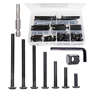 cSeao 100pcs M6 Baby Bed Crib Screws Black Hex Socket Cap Barrel Screws to Build Crib Furniture Chairs Cot,15mm/ 25mm/ 35mm/ 45mm/ 55mm/ 65mm/ 75mm