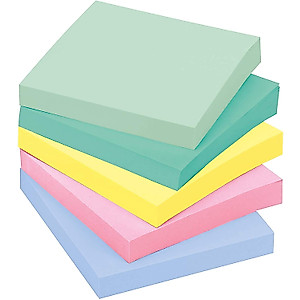 Post-it Notes, 3x3 in, 5 Pads, America's #1 Favorite Sticky Notes, Marseille Collection, Pastel Colors (Pink, Mint, Yellow), Recyclable (654-AST)