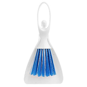 SEIS 3 Pack Hamster Dustpan and Broom Set Mini Guinea Pig White Dancer Design Besom Chinchillas Sweeper Cavy Cage Clean Hedgehogs Scooper for Small Animal (Blue)