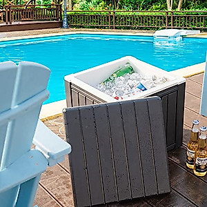 Giantex 10 Gallon 4-in-1 Cooler, Portable Ice Chest with Built-in Handle, Multifunctional Ice Cooler, Cocktail Side Table, Patio Bar Table, Outdoor Stool for Camping, Fishing, Picnic (Black)