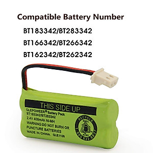 DM221 BT183342/BT283342 2.4V 400mAh Ni-MH Battery Pack, Also Compatible with Cordless Phone Batteries BT166342/BT266342 BT162342/BT262342 CS6709 CS6609 CS6509 CS6409 EL52100 EL50003(2 Pack)