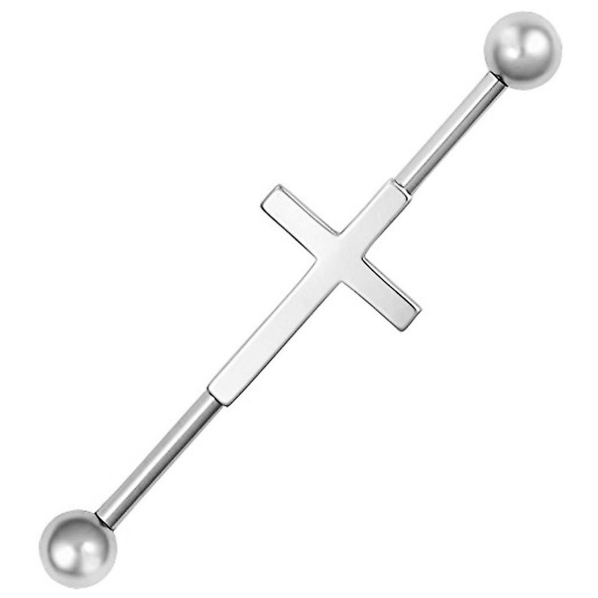 Forbidden Body Jewelry 14g 38mm (1.5 Inch) Surgical Steel Sideways Cross Industrial Piercing Barbell