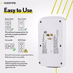 6 Outlet Extending Surge Protector, Multi Outlet Extender Wall Adapter with 4 USB Fast Charging Ports, 6 AC Outlets, Phone Mount, 1200J Surge Protection, ETL Certified (1-Pack, White)