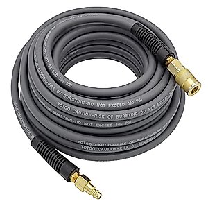 YOTOO Hybrid Air Hose 1/4-Inch by 50-Feet 300 PSI Heavy Duty, Lightweight, Kink Resistant, All-Weather Flexibility with 1/4-Inch Industrial Air Fittings and Bend Restrictors, Gray
