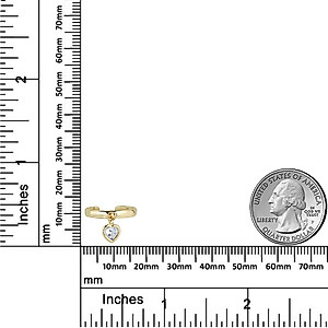 AVORA 10K Yellow Gold Adjustable Dangle Heart Toe Ring with Simulated Diamond CZ