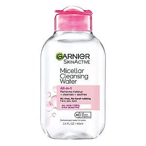 Garnier Micellar Cleansing Water, All-in-1 Makeup Remover and Facial Cleanser, For All Skin Types, 3.4 Fl Oz (100mL), 1 Count (Packaging May Vary)