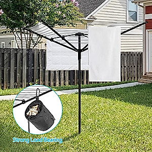 Nisorpa Rotary Outdoor Umbrella Drying Rack Adjustable Height Clothesline w/Waterproof Protective Cover Folding Rotary Dryer with 4-Aluminum Arms and Steel Post | 12-Lines with 165 ft. Clothesline