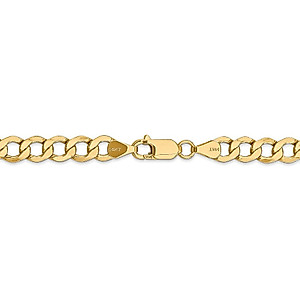 Sonia Jewels 14k Yellow Gold 6.5mm Curb Cuban Link Chain Bracelet - with Secure Lobster Lock Clasp 8"