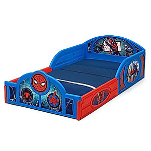 Delta Children Marvel Spider-Man Sleep and Play Toddler Bed with Built-in Guardrails