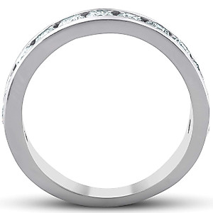 1 1/2 Ct Diamond Wedding Ring Channel Set Half Eternity Womens Band White Gold - Size 7