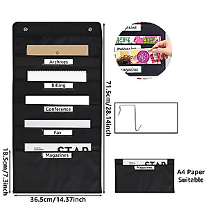 CertBuy 3 Pack Hanging File Folder Organizer, 15 Pockets and 6 Over The Door Hanger, Wall Mount Document Letter Organizer, Pocket Chart Office Supplies Office Bill Organizer for Home School Classroom