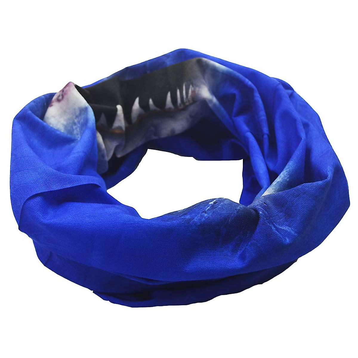 Obacle Animal Half Face Mask Sun Dust Wind Protection Durable Breathable Seamless Face Mask for Men Women, Lightweight Thin Neck Gaiter (Shark Open Mouth Blue)