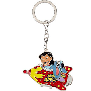 Loungefly Lilo & Stitch Space Adventure Enamel Keychain, Collectible Disney Animated Characters Accessories, 2.5 Inches, Multicolor