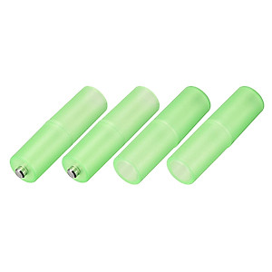 uxcell AAA to AA Battery Adapter Battery Converter Cases Holder Shell with Metal Contacts on One Bottom Green 4 Pcs