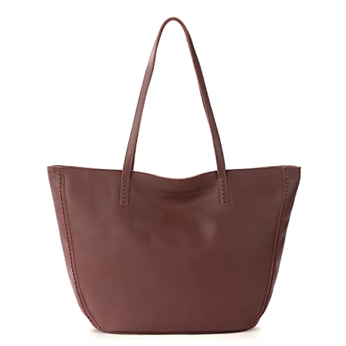 The Sak Faye Tote Bag in Leather, Large Purse with Double Shoulder Straps, Teak Vachetta