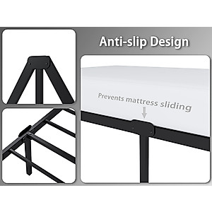 AROMUSTIME 16 Inch Standard Metal Platform Bed Frame / 3,000 lbs Heavy Duty Steel Slat Easy Assembly Mattress Foundation/Noise Free/Box Spring Replacement, Queen