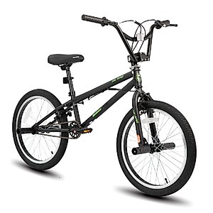 Hiland 20 inch Freestyle Kids BMX Bike,Beginner-Level to Advanced Riders with 360 Degree Gyro & 4 Pegs, Kids' Bicycles for Boys,Girls Black