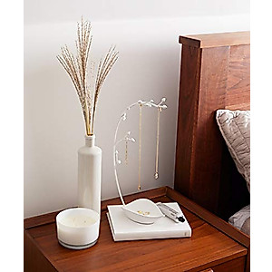 Umbra, White Orchid Jewelry Organizer and Necklace Holder with Built-In Dish for Rings, Earrings, and Bracelets