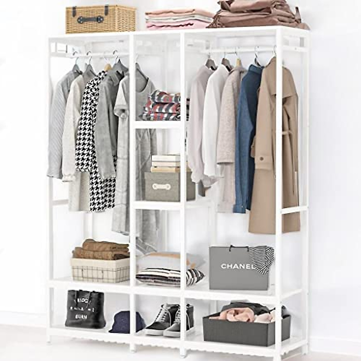 LITTLE TREE Closet Rack, 59 ” 16” 71” (L WH), White&White
