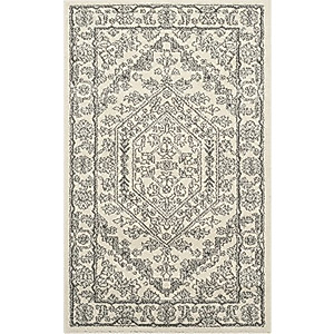 SAFAVIEH Adirondack Collection X-Large Area Rug - 11' x 15', Ivory & Silver, Oriental Medallion Design, Non-Shedding & Easy Care, Ideal for High Traffic Areas in Living Room, Bedroom (ADR108B)