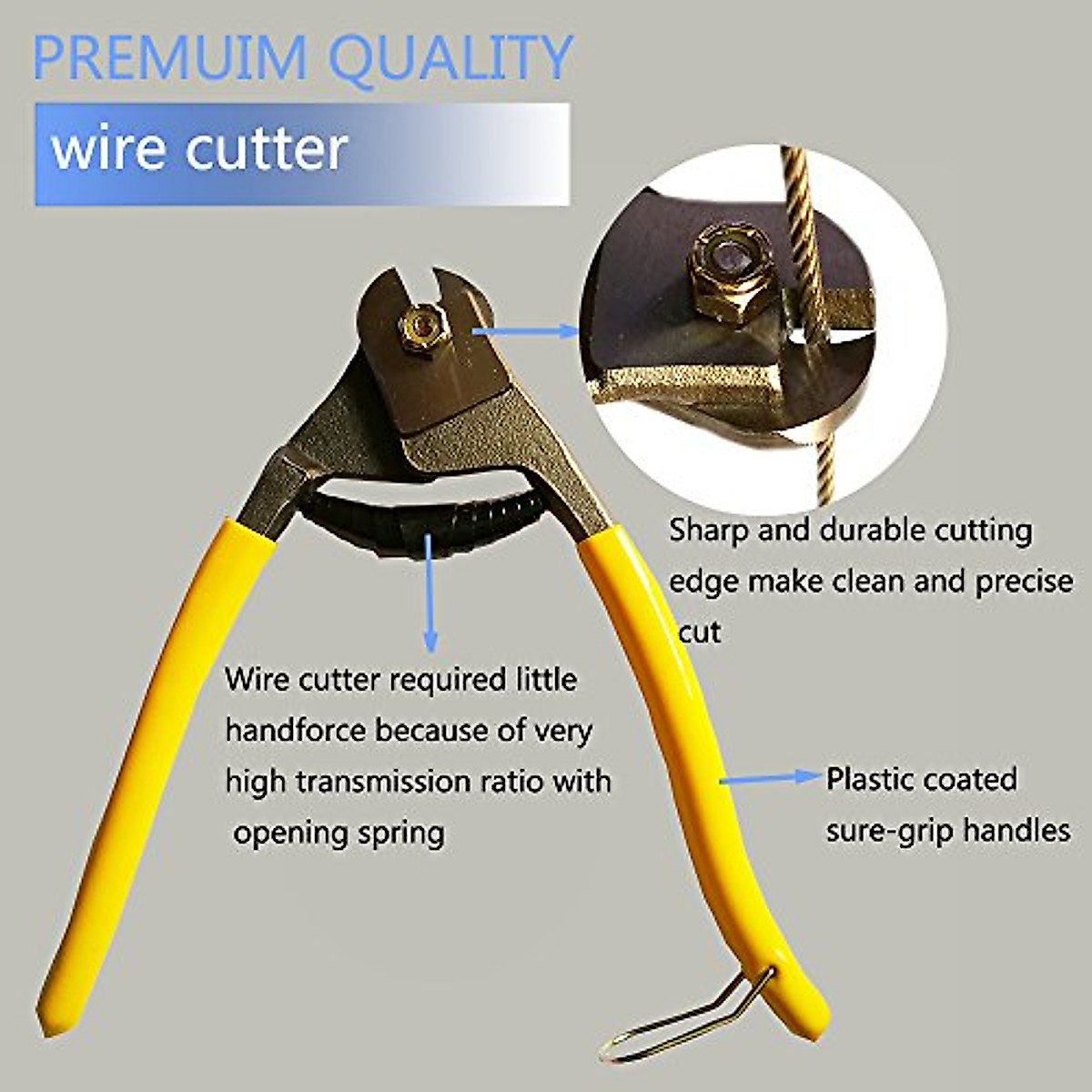 Hetai Heavy Duty Wire Cutters Steel Cable Cutter Wire Rope Cutter Aircraft Bicycle Cable Cutter,Up To 5/32"