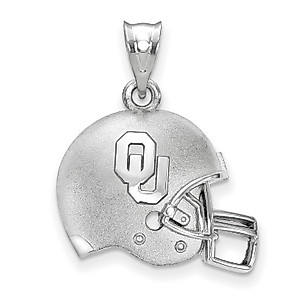 Jewelry Stores Network University of Oklahoma Sooners School Letters on Football Helmet Pendant in Sterling Silver 16 mm x 20 mm