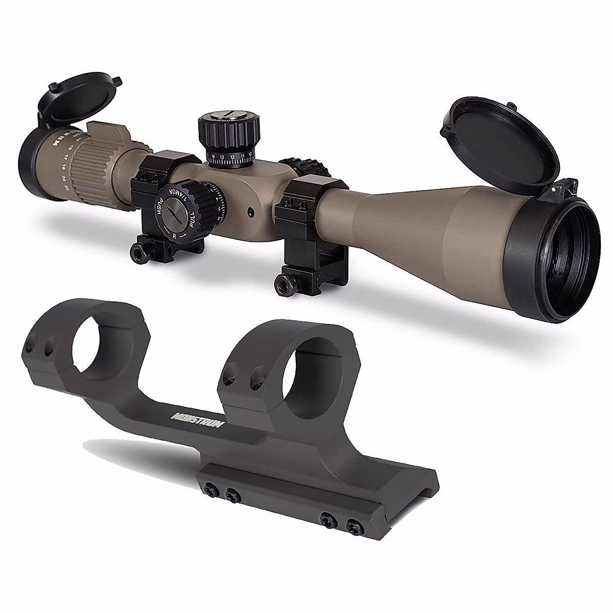 Monstrum G3 5-25x50 FFP Rifle Scope | Flat Dark Earth | Monstrum Extended Length Offset Scope Mount | 30 MOA | Bundle