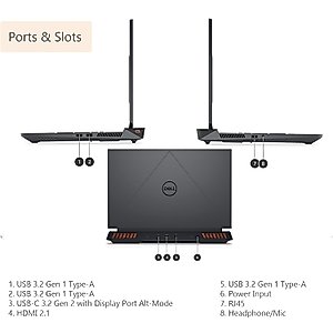 Dell 2023 Newest G15 Gaming Laptop, 15.6" FHD Display, CPU i7-13650HX(14-core), RTX 4050, 16GB DDR5, 1TB SSD, Backlit Keyboard, Wi-Fi 6, Dolby Audio, Windows 11 Pro, with Mouse