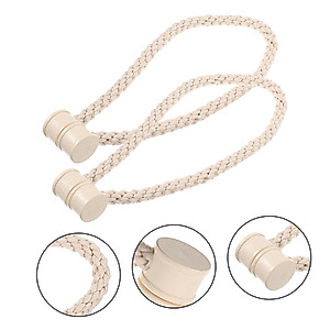 Mobestech Decorative Curtain Tiebacks 2 Pack Magnetic No Hole Needed Weave Rope for Home Office Hotel Simple Sturdy Design