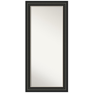 Amanti Art Non-Beveled Full Length Mirror (67.5 x 31.5 in.), Ballroom Black Silver Frame - Floor Mirror, Wall Mirror - Black from WI, USA