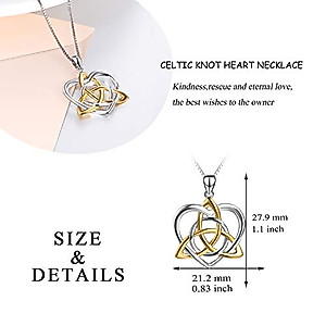 Celtic Jewelry Necklace Gifts Sterling Silver Good Luck Irish Vintage Triquetra Trinity Celtics Love Knot Pendant Necklace Christmas Gifts for Women Mother