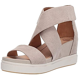 Dr. Scholl's Shoes Women's Sheena Wedge Sandal, Oyster Microfiber Perforated, 8 M US
