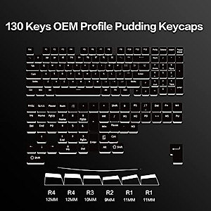 GEAKAP Pudding Keycaps Custom 130 Keys Set - Double Shot PBT PC Material OEM Profile - Compatible with 60% 65% 75% 96% Percent, 61 68 84 87 Keys Mechanical Gaming Keyboard Keycaps(Black)