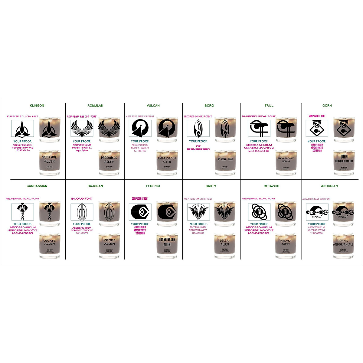 STAR TREK Personalized Alien Race Whiskey Glass - Officially Licensed, Premium Quality, Handcrafted Glassware, 11 oz. Rocks Glass - Perfect Collectible Gift for Series Lovers & Special Occasions