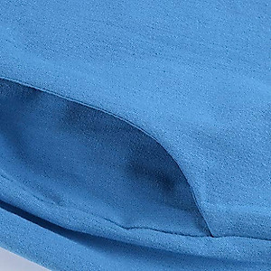 ZunFeo Women's Casual Linen Pants Smocked Waist Wide Leg Loose Fit Trousers Drawstring Palazzo Pants Summer Vacation Wear D-Blue