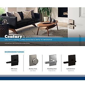 Schlage Custom FC21 BRW 622 CEN Broadway Lever with Century Trim Hall-Closet and Bed-Bath Lock, Matte Black