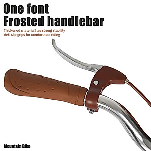 26-inch Single Speed Classic Bicycle Ladies' Retro Beach Cruiser Bicycle with Knitted Basket & Foam Rear Seat Dual Springs High Carbon Steel Shock-Absorbing Frame Adult Bicycle